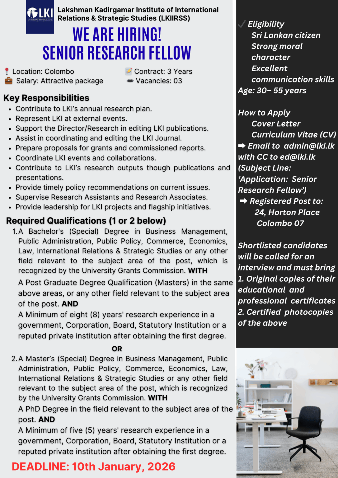 Senior Research Fellow - The Lakshman Kadirgamar Institute